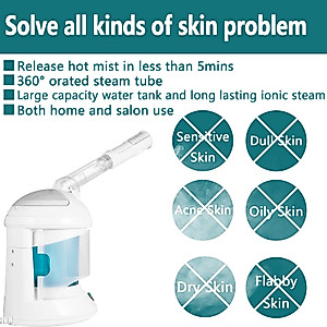 KIEKRO Facial Steamer, Face Steamer for Facial Deep Cleaning, Portable Steamer for Face, Table Top Design, Hot Mist Moisturizing, Personal Care Use, Home and Salon (Blue)