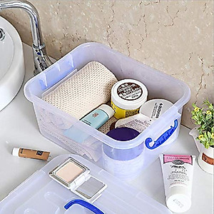 Morcte 8 Liter Clear Latching Box, Plastic Storage Bin with Handle, 2-Pack