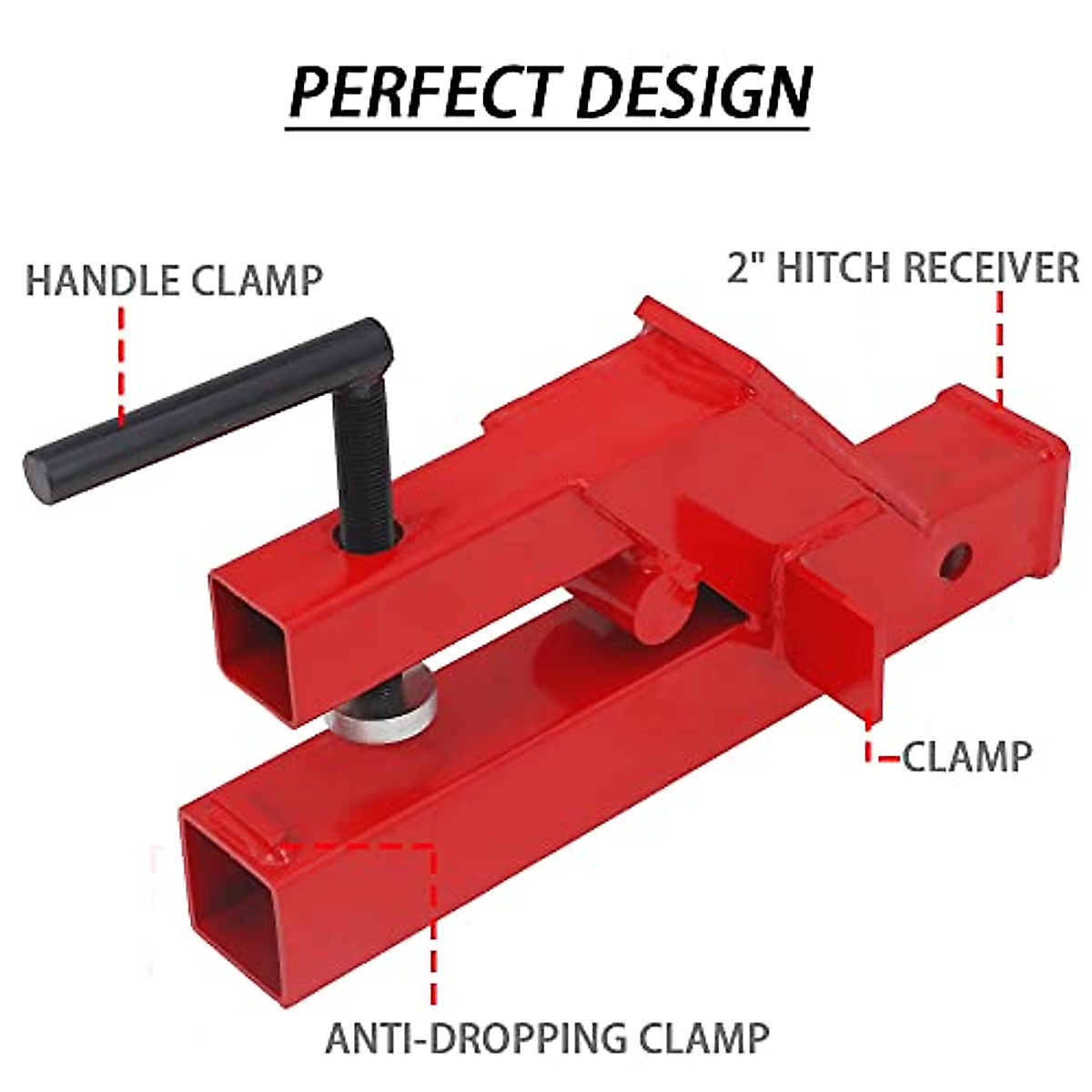 ELITEWILL Clamp On Trailer Hitch Receiver 2" Ball Mount Adapter Compatible with Deere Bobcat Tractor Bucket