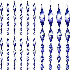 Maitys 16 Pack Bird Wind Twisting Reflective Scare Rods 12 Inch Effective and Attractive Hanging (Blue)