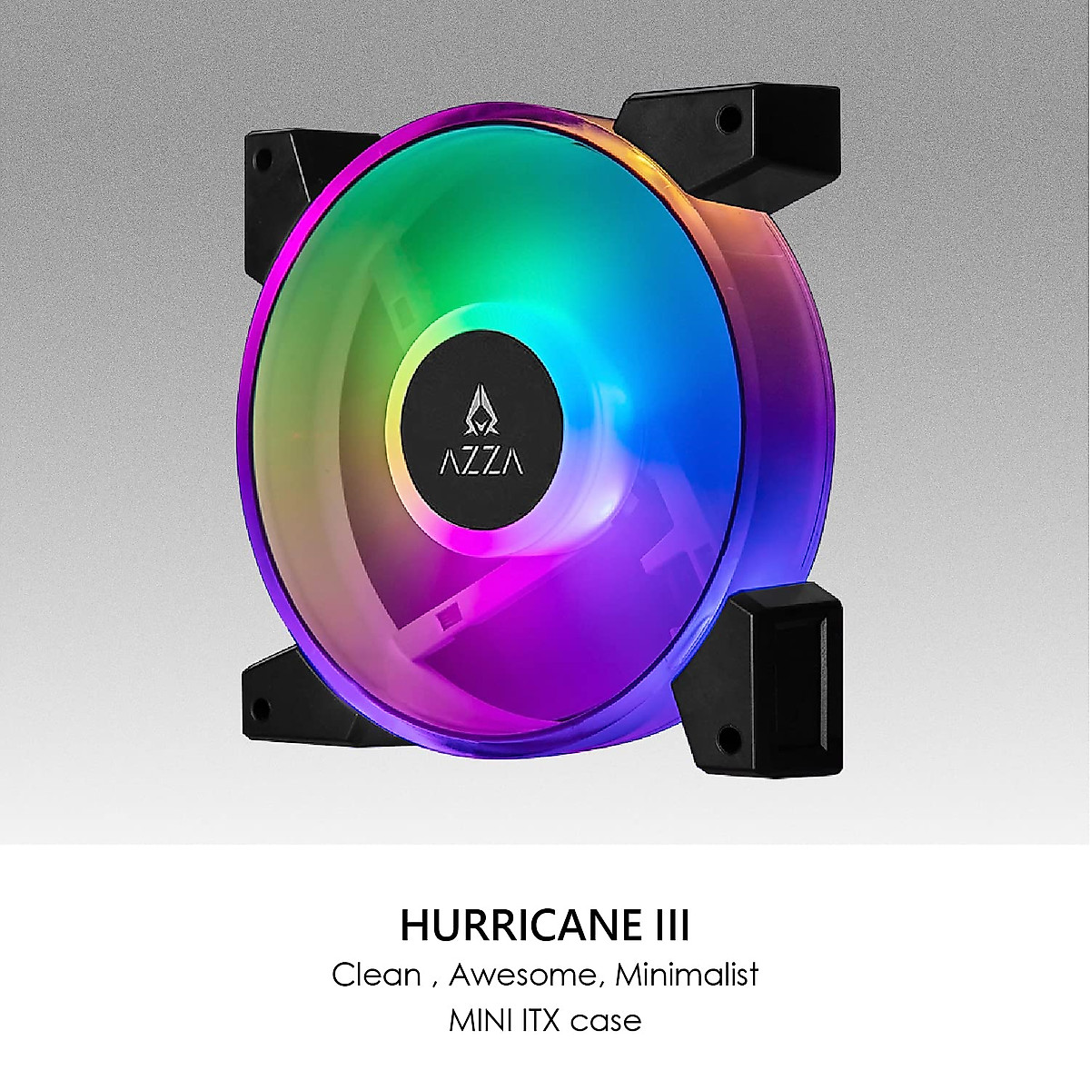AZZA Hurricane III ARGB Case Fan 120mm, Hub Included - 4 Pack