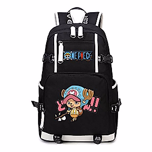 WANHONGYUE One Piece Tony Tony Chopper Anime Backpack Student Schoolbag Laptop Book Bag Casual Dayback Black 19, One Size
