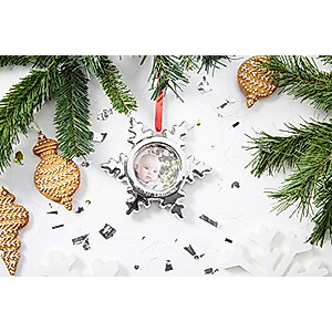 tiny ideas My First Christmas Snowflake Photo Ornament, Baby's First Christmas, Infant Christmas Keepsake, Holiday Photo Ornament, New and Expecting Parents Gift, Large Tree Ornament, Silver