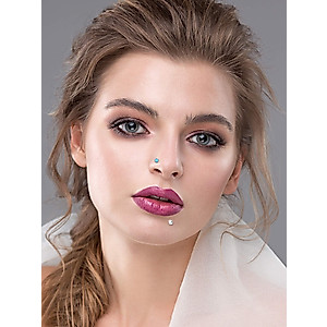 Sumind 20 Pieces 16g Tragus Piercing Jewelry Body Nose Piercing Labret Bars Crystal Style Ball for Women Men,20 Styles(Silver, AB Color, 8 mm)