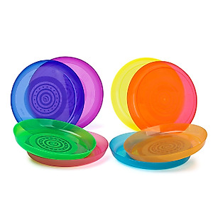 Plastic Dinnerware set for 8 | Kids dishes set include kids cups, kids plates, kids bowls | Rainbow colours for kids party indoor and camping | Reusable and Microwave Safe BPA Free for Kids & Toddler