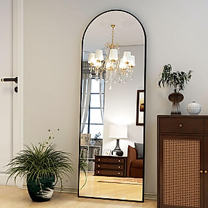XRAMFY 58"x18" Arched Full Length Mirror Floor Mirrors with Aluminum Alloy Frame Free-Standing Wall Mounted Floor Mirrors or Large Dressing Mirror, Black Mirror Full Length