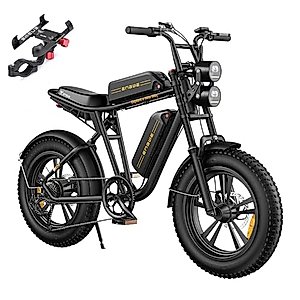GOLMEZIL ENGWE-Electric-Bike Vintage Electric-Motorcycle-Adults Peak 1000W-Electric-Dirt-Bike - 20" Fat Tire 28MPH&94Miles Range E-Bike with 48V 13AH /26AH Removable Battery Ebikes 7 Speed