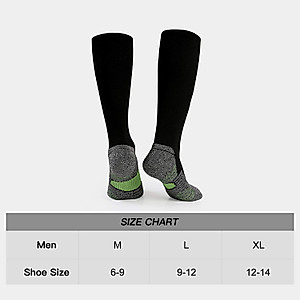 WANDER 6 Pairs Men's Athletic Run Cushion Over-the-Calf Tube Socks (6 pairs Green, XL:Shoe Size:12-14)