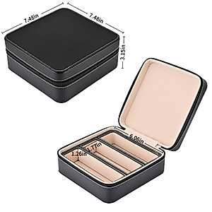 ROSELLE Eyewear Travel Case for women men, Luxury leather 3-Slot Eyeglasses Storage Box for Multiple Glasses and Sunglasses(Black)