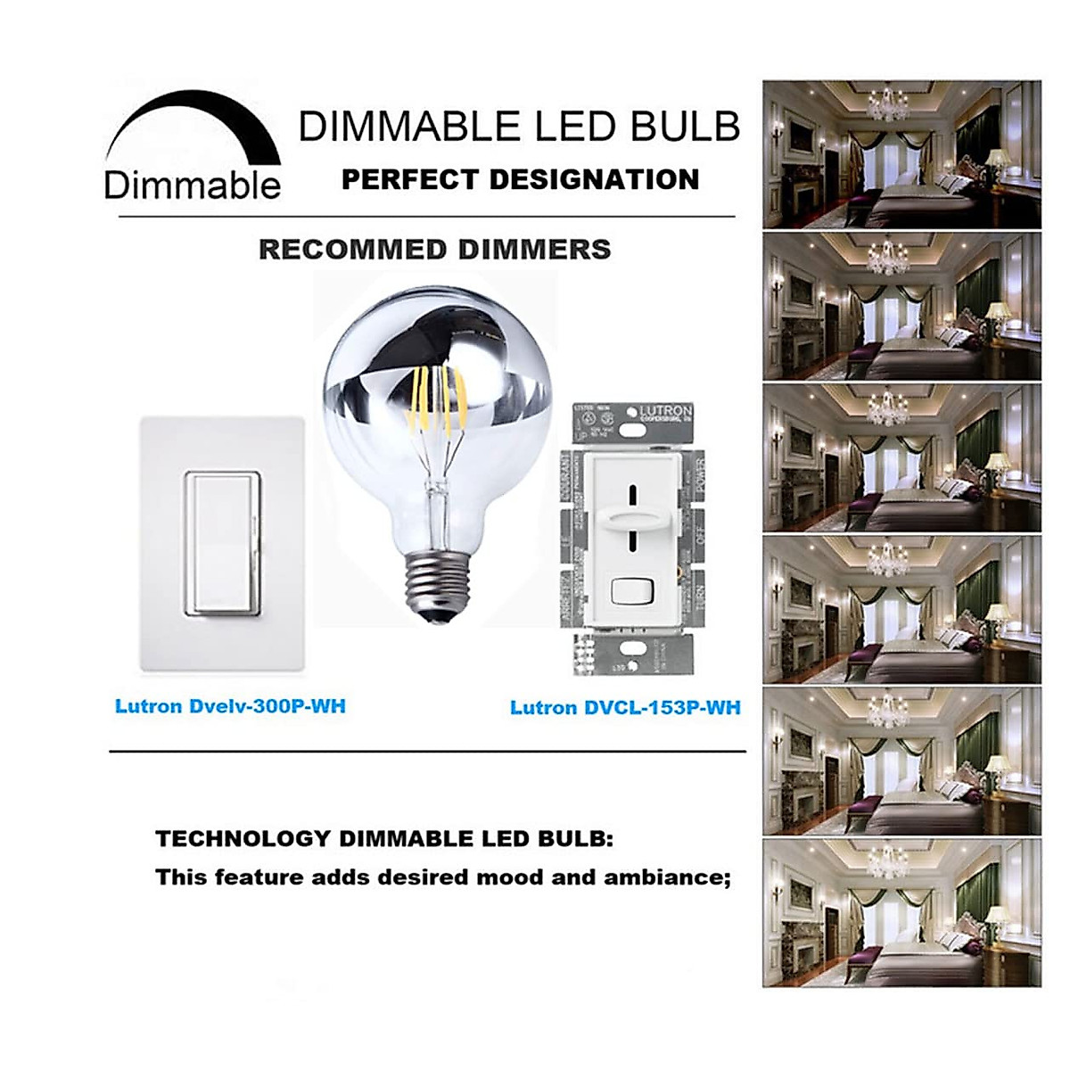 4-Pack 4 Watt Half Chrome Light Bulbs Dimmable G25(G80), E26 Natural White 4000K 40W Equivalent 360lm Edison LED and Christmas Decorative Bulbs with Silver Mirror for Indoor Living Room, AC 120V