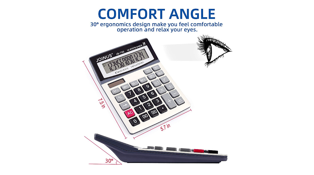 Large 14-Digit LCD Desktop Calculator with Check & Correct Function