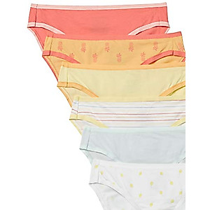 Amazon Essentials Women's Cotton Bikini Brief Underwear (Available in Plus Size), Pack of 6, Pineapple, Large