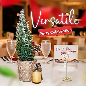 CARDIFY 24 Table Number Holders Gold 3.5 Inches with Customized Place Cards for Wedding Party Home Office Use, Sturdy Place Card Holder Durable to Hold Food Labels, Photos, Memo etc