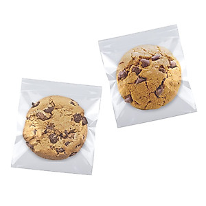 SUREHOME Cookie Bags, 5X6 In Clear Cellophane Bags with Seal 200 Pcs Self Adhesive Individual Cookies Bags for Packaging Resealable Self Sealing Cello Bag Party Favors Treat Gift Giving Candy Wrappers