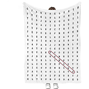 Personalized Custom Word Search Blanket, Soft Woven Throw Blanket, Crossword Puzzle Blanket, Unique Gifts for Family, Friends, Co-Workers On Birthday, Anniversary, Christmas