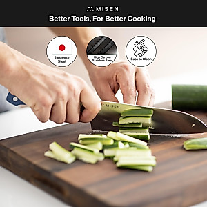 Misen Japanese Santoku Chef Knife - 7.5 Inch High Carbon Stainless Steel - Classic Japanese Knife Design for Cutting, Slicing, and Chopping - Razor Sharp Japanese Style Kitchen Knife, Blue