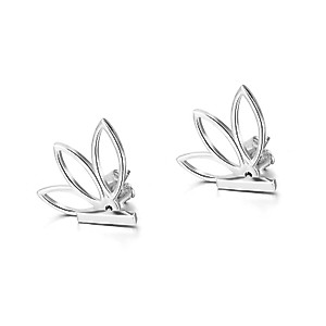 Lotus Earrings for Women Lotus Flower Earrings Jackets Sterling Silver Simple Lotus Flower Bar Stud Earrings Christmas Gifts (Silver)