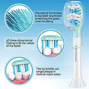 Aoremon Replacement Toothbrush Heads for Philips Sonicare C3 Premium Plaque Control HX9044/65 G3 Premium Gum Care HX9054/65, 6 Brush Heads, White