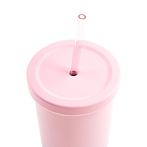 Manna Chilly Double-wall Vacuum Insulated Stainless Steel Tumbler with Splash-proof Lid and Reusable Tritan Straw - 24 Oz - Sky Blue Ombre