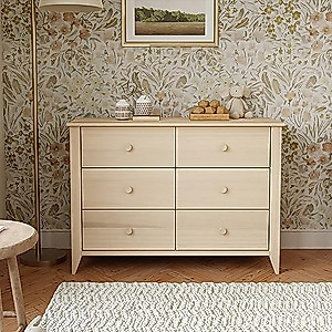 Babyletto Sprout 6-Drawer Dresser for Kids Bedroom - Baby Dresser for Nursery - Double Chest of Drawers for Boys and Girls - GREENGUARD Gold Certified Wood Dresser for Living Room - Washed Natural