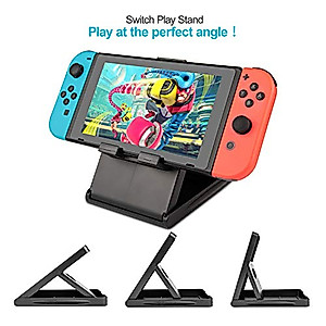 Keten NS Switch Accessories Kit, Including Carry Case, Charging Dock, Playstand, Extension Cable, Game Card Case, Screen Protector, J-Con Grips, Wheels, Crystal Case, TPU Case, Caps