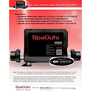 SpaGuts VS300 Digital Spa Controller Kit 10-175-4855 Single Pump Controller Value Kit with VL200 Topside and Smart Sensor Technology, VS300FC5, 54855-01, 5.5 KW HTR