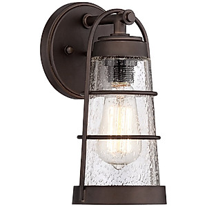 Franklin Iron Works Averill Park Farmhouse Rustic Outdoor Wall Light Fixture Oil Bronze Metal 10 1/4" Clear Seedy Glass Exterior House Porch Patio Outside Deck Garage Yard Front Door Garden Home