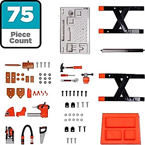 Black+Decker Kids Workbench - Power Tools Workshop - Build Your Own Toy Tool Box – 75 Realistic Toy Tools and Accessories [Amazon Exclusive]