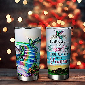 20oz Faith Hummingbird Tumbler, Memorial Heaven Stairway Hold You in my Heart, Coffee Thermos for Women, Stainless Steel Double Wall Vacuum Insulated Coffee Mug, Travel Cup with Lid