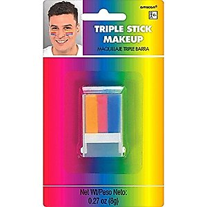 Amscan Rainbow Triple Stick Makeup, Multicolor