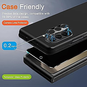 [6-in-1] Milomdoi for Samsung Galaxy Z Fold 5 Privacy Screen Protector [2 Pack Inside and 2 Pack Front] With 2 Pack Tempered Glass Camera Lens Protector with Mounting Positioner Accessories No bubbles