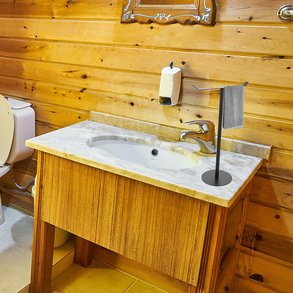 Cabilock T-Shaped Towel Rack Bathroom Hand Towel Holder Hand Towel Holder Stand with Heavy Base T-Shape Towel Rack Countertop - Bar for Bathroom Kitchen Countertop Towel Stand