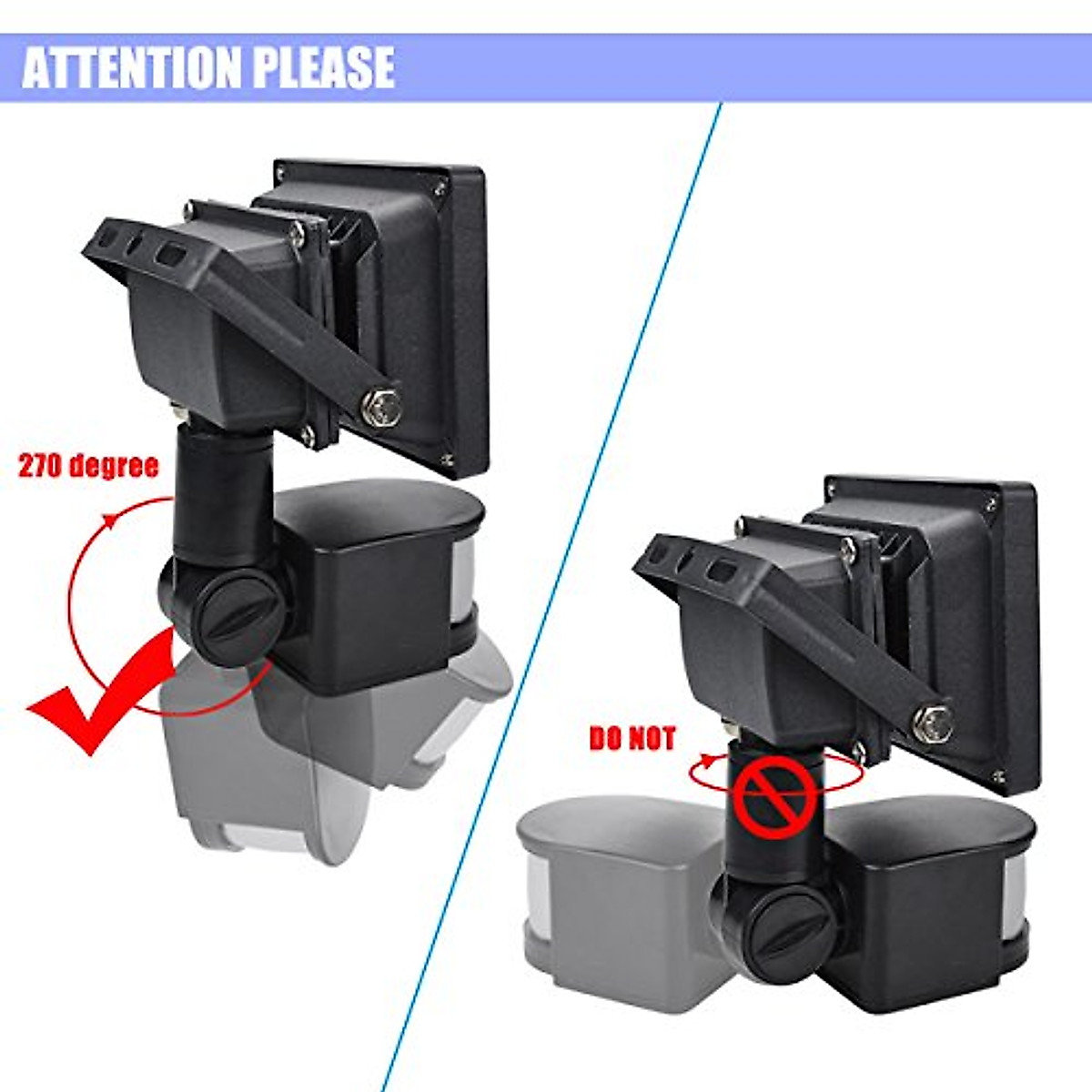 GLW 12V DC LED Motion Sensor Flood Light 10W Mini IP65 Waterproof Outdoor Light 900LM,6000K,Daylight White Security Light with PIR,80W Halogen Bulb Equivalent [NO Plug]