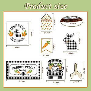 10 Pcs Easter Tiered Tray Decor- Carrot Bunny Wood Sign Decoration Rustic Farmhouse Easter Table Decor with 2 Pcs Small Stand for Home Kitchen Living Room, Dining Table, Easter Party Desk