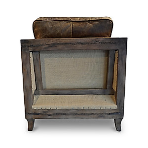 NADAAL STUDIOS Kael - Club Chair with Solid Rubberwood Frame and Genuine Leather in Brown