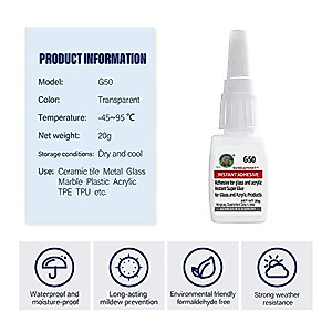 20g Glass Glue, Acrylic Adhesive,Used for Repairing and bonding Between Glass, Acrylic and Other Materials. Instant Super Glue for Glasses,Glass Products,Acrylic Products-Clear