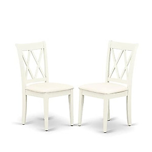 East West Furniture Dublin 5 Piece Room Set Includes a Round Dining Table with Dropleaf and 4 Fabric Upholstered Chairs, 42x42 Inch, Linen White