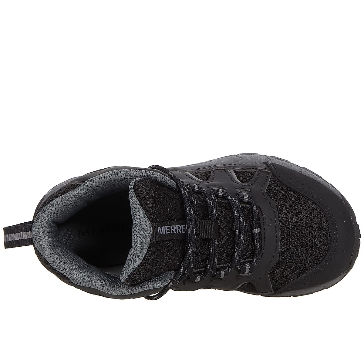 Merrell Oakcreek Mid Lace WTRPF Hiking Boot, Black/Grey, 2 US Unisex Big Kid