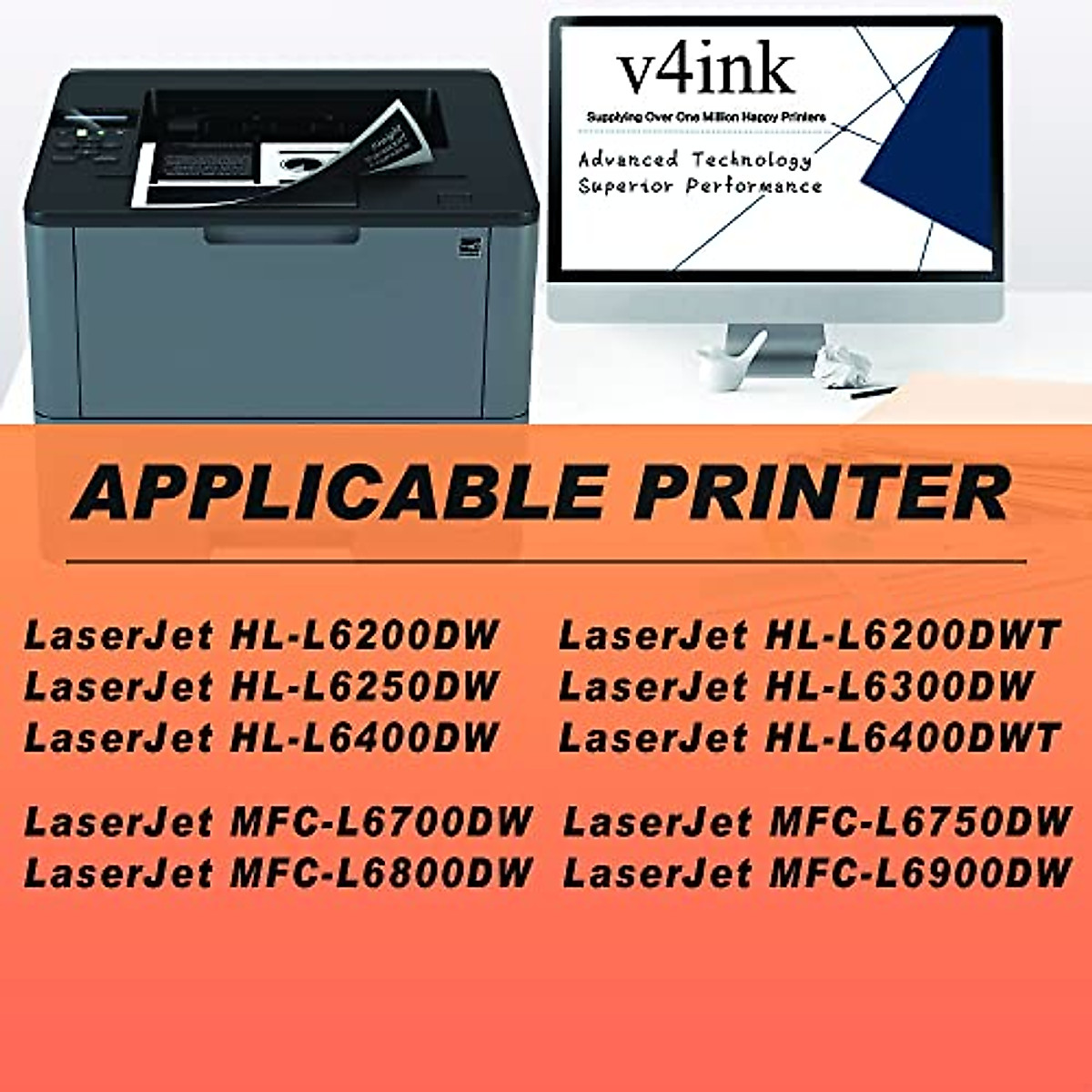 v4ink 2-Pack Compatible Toner Cartridge Replacement for Brother TN880 TN-880 to use with HL-L6200DW HL-L6250DW HL-L6300DW HL-L6400DW MFC-L6700DW MFC-L6750DW MFC-L6800DW MFC-L6900DW (New Version)