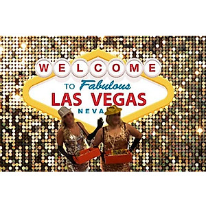 Welcome to Las Vegas Photo Background Fabulous Casino Poker Movie Themed Photography Backdrops 5x3ft Vintage Costume Dress-up Birthday Prom Ceremony Baby Shower Banner Supplies Props Vinyl