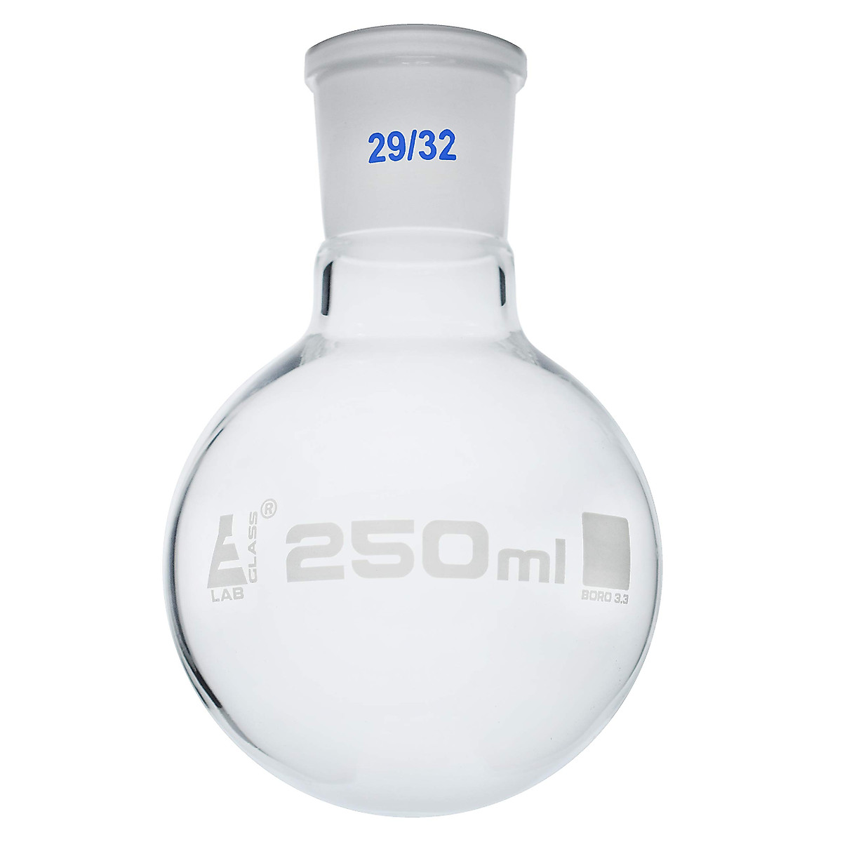 EISCO Florence Boiling Flask, 250ml - 29/32 Interchangeable Joint - Borosilicate Glass - Round Bottom