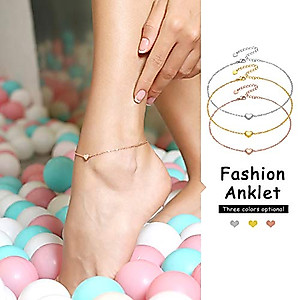 Silvora Ankle Bracelet Women Sterling Silver Summer Chain Anklet for Women Rommantic Dainty Delicate Jewelry Rose Gold