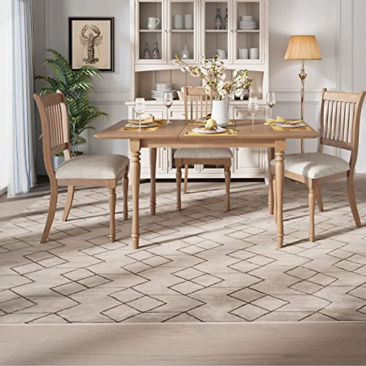 Giantex Set of 4 Wood Dining Chairs, Upholstered Farmhouse Dining Chairs with Rubber Wood Legs, Padded Cushion, High Back, Armless Wooden Dining Chairs for Kitchen, Dining Room, Brown