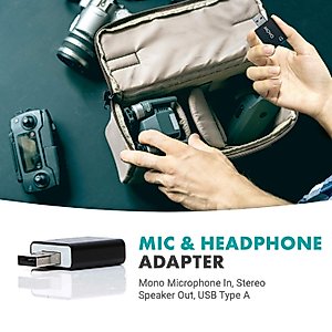 Movo USB-AC 3.5mm TRS Microphone to USB 2.0 Stereo Audio External Sound Card Adapter for PC and Mac. USB Sound Card Adapter for Computer or Laptop Convert USB Input to 3.5mm TRS Headphone or Mic Jack