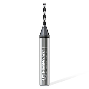 FivePears Up Cut Spiral Router Bit for CNC with Extreme Life Coated, 1/16" Cutting Diameter, 1/2" Cutting Length, 1/4 inch Shank Carbide End Mill for Wood Carving Engraving Grinding Grooving