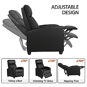 Yaheetech Recliner Chair PU Leather Recliner Sofa Home Theater Seating with Lumbar Support Overstuffed High-Density Sponge Push Back Recliners Armchair for Living Room