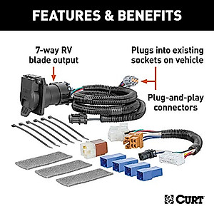 CURT 56357 Vehicle-Side Custom RV Blade 7-Pin Trailer Wiring Harness, Fits Select Nissan Pathfinder, Infiniti JX35, QX60 , Black