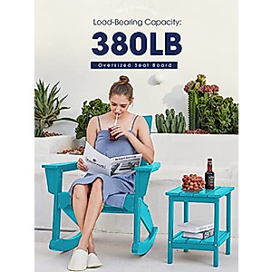 KINGYES Rocking Adirondack Chair ｜Modern Porch Rocker｜Weather Resistant Rocking Chair｜HDPE Curved Backrest Plastic Adirondack Rocker for Outdoor, Patio, Deck, Backyard - Tiffany