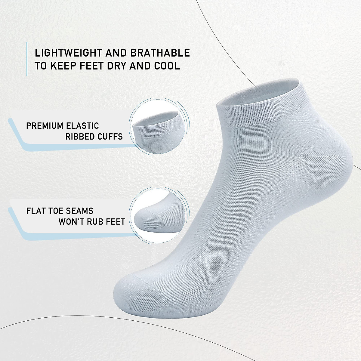 SERISIMPLE Women Viscose Bamboo Ankle Socks Low Cut Thin Sock Lightweight Pastal Color Soft Sock 5 Pairs(Blue, Large)