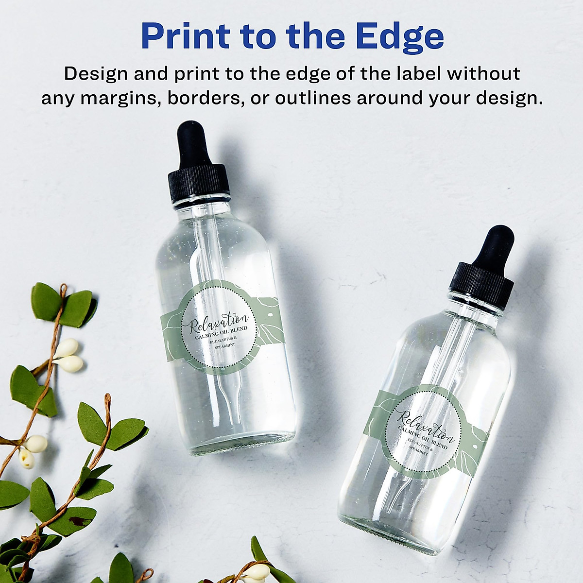 Avery Glossy Clear Cigar Labels with Sure Feed, 1.5" x 3.5", 100 Glossy Clear Labels, Print-to-The-Edge, Laser/Inkjet Printable Labels